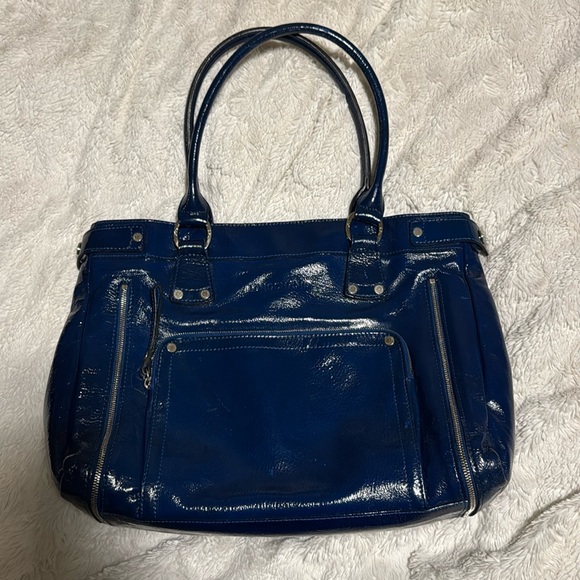 Longchamp | Bags | Longchamp Rodeo Luxe Expandable Navy Blue Patent ...